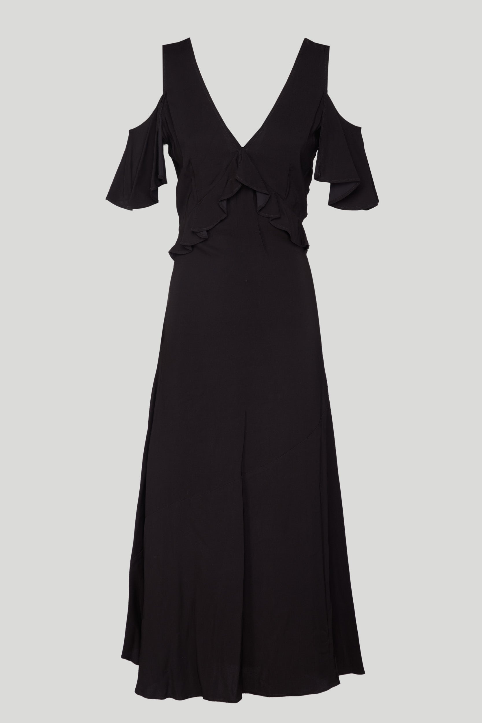 TWINSET Long georgette dress with ruffles Black | Loverlock